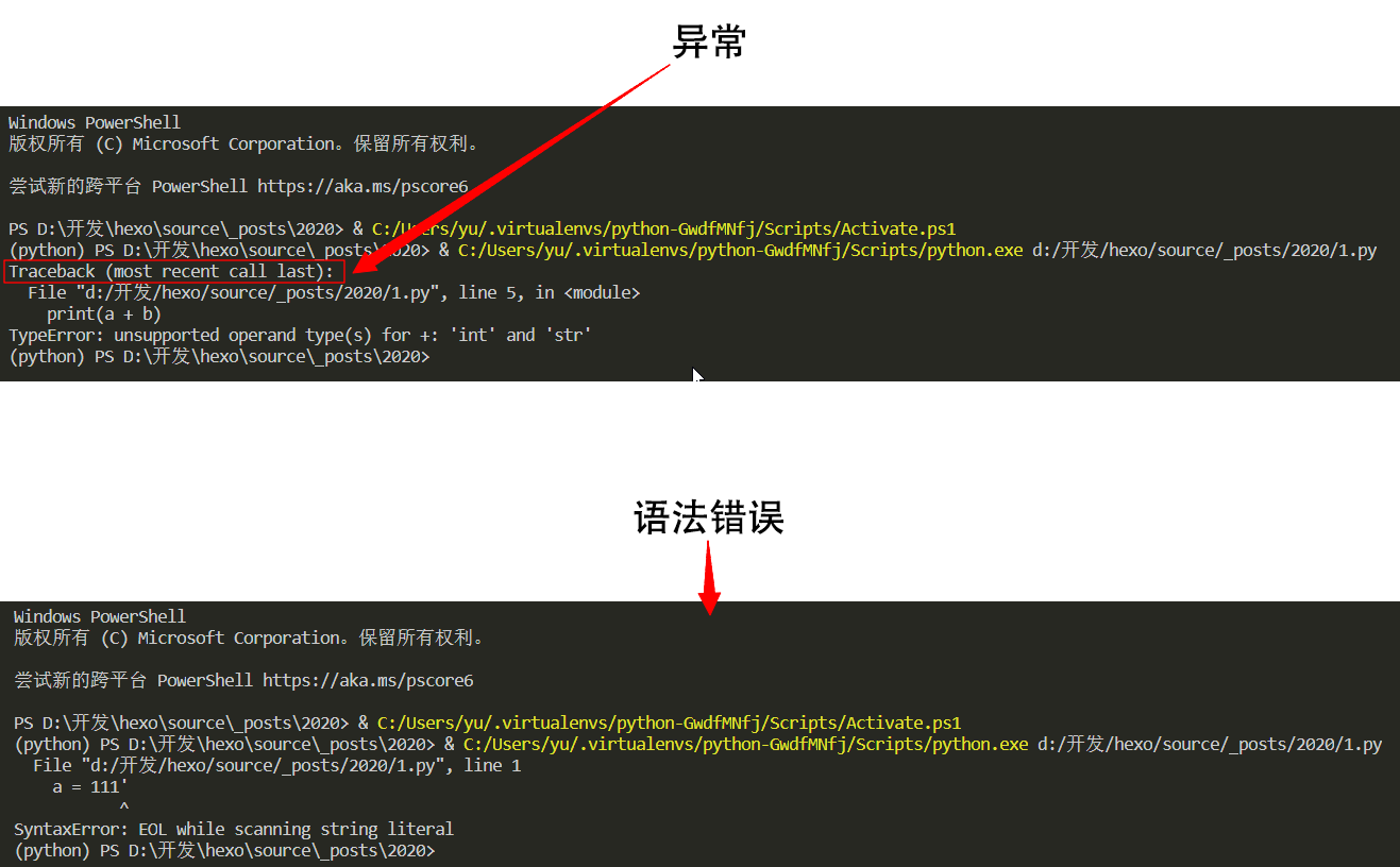 Python常见的语法错误和异常 雨园博客